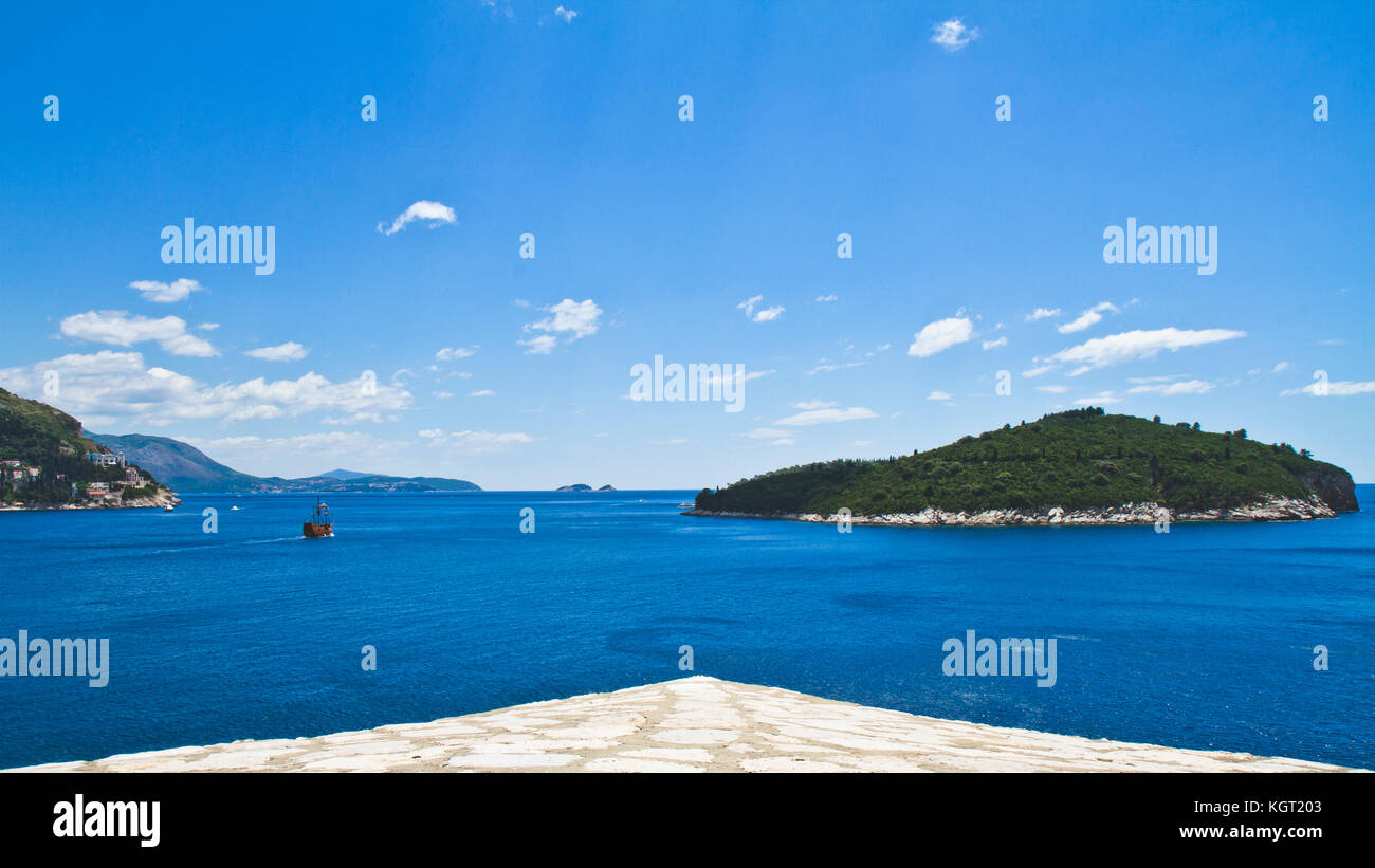 view of Lokrum island of the coast of Dubrovnik croatia Stock Photo - Alamy