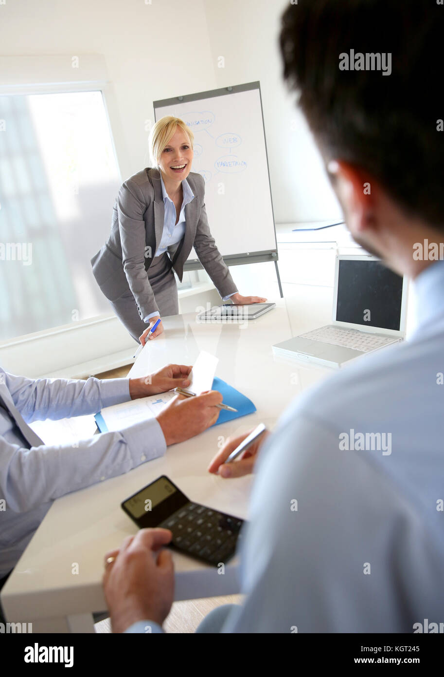 Businesswoman doing business presentation Stock Photo - Alamy