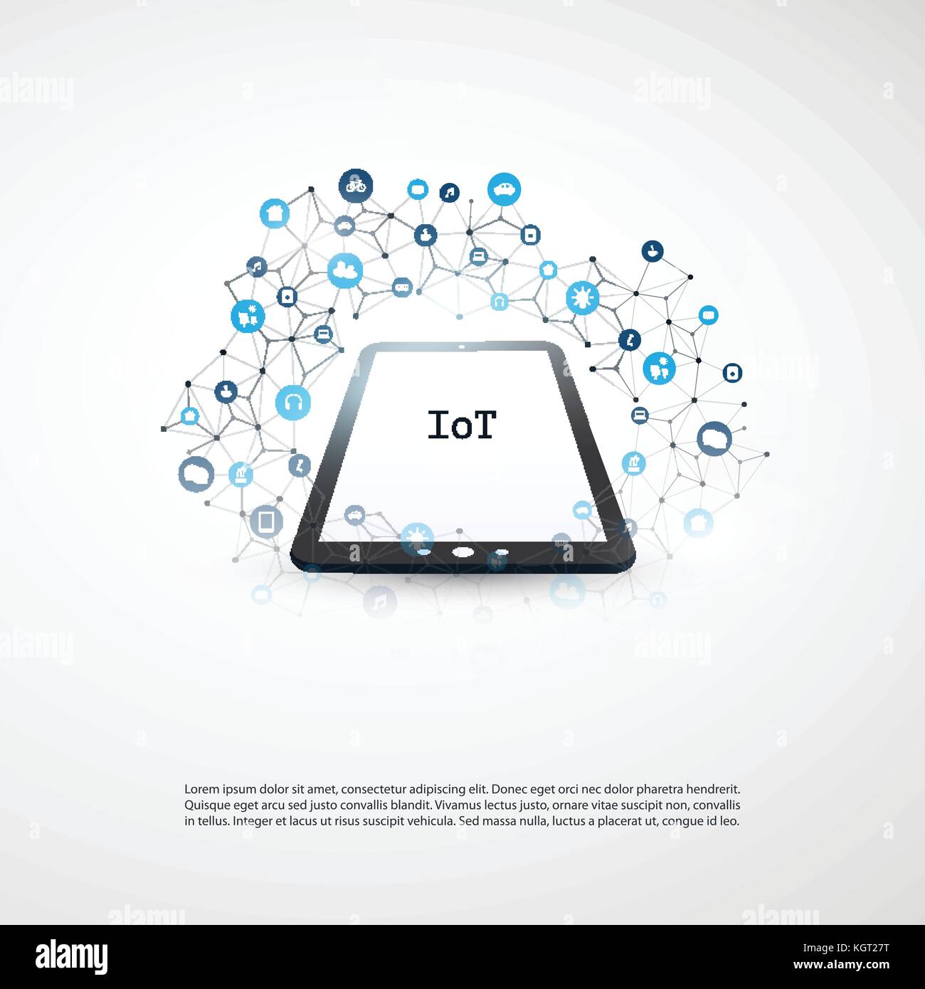 Internet of Things, Cloud Computing Design Concept with Icons - Digital Network Connections ...