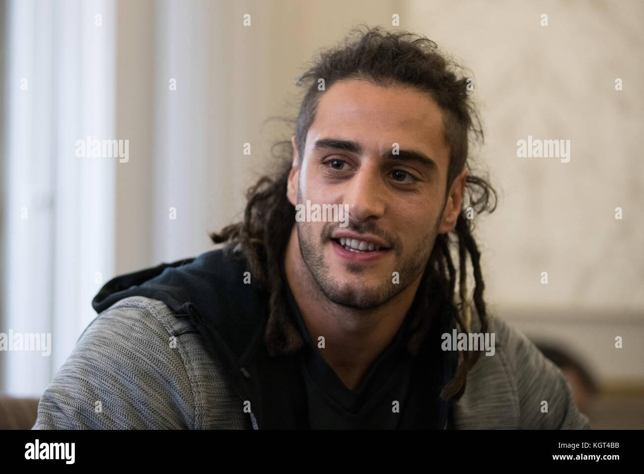 Wales' Josh Navidi during the press conference at the Vale Resort ...