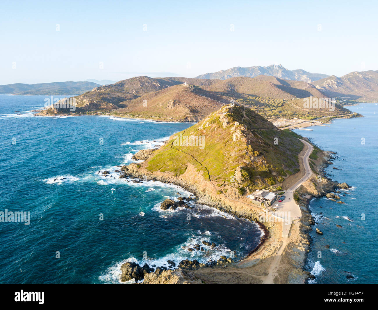 Aerial view of the panoramic path that leads to the promontory view to ...