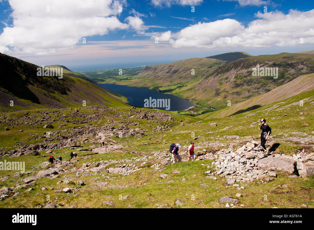 Wast Water seen from the ascent of Scafell Pike in the Lake District ...
