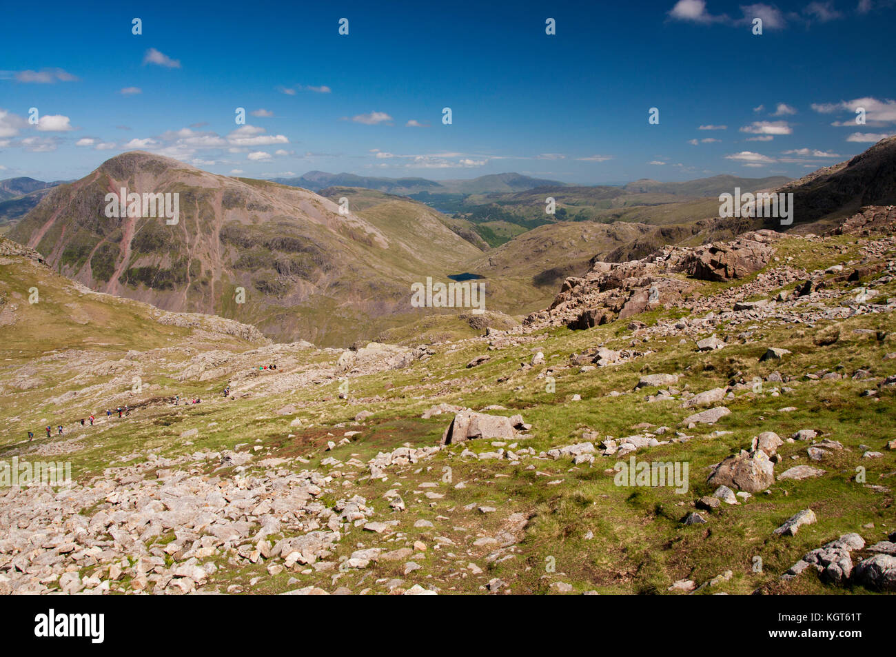 Great Gable seen from the ascent of Scafell Pike in the Lake District ...