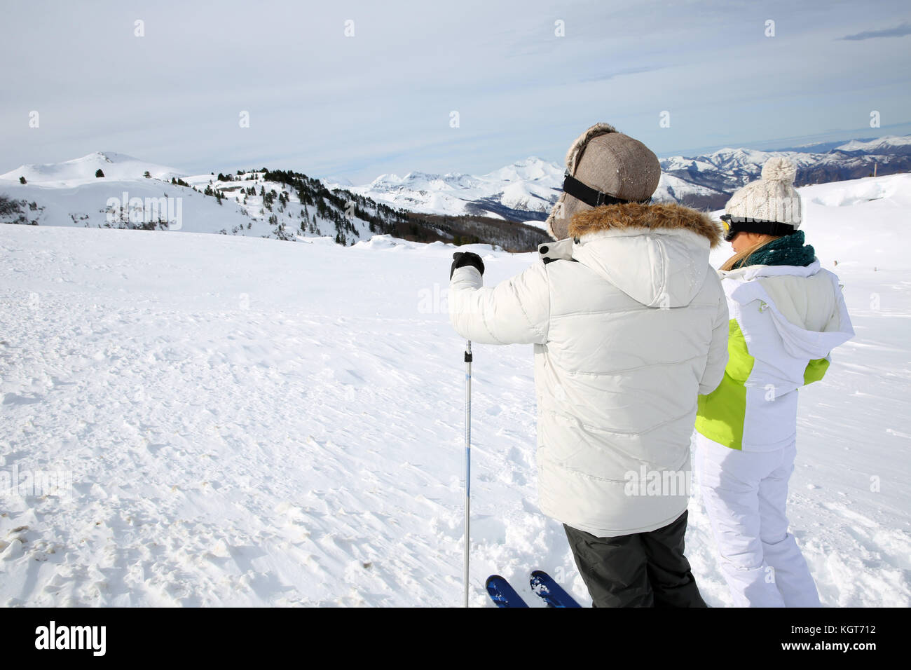 Back view skiers ski hi-res stock photography and images - Alamy