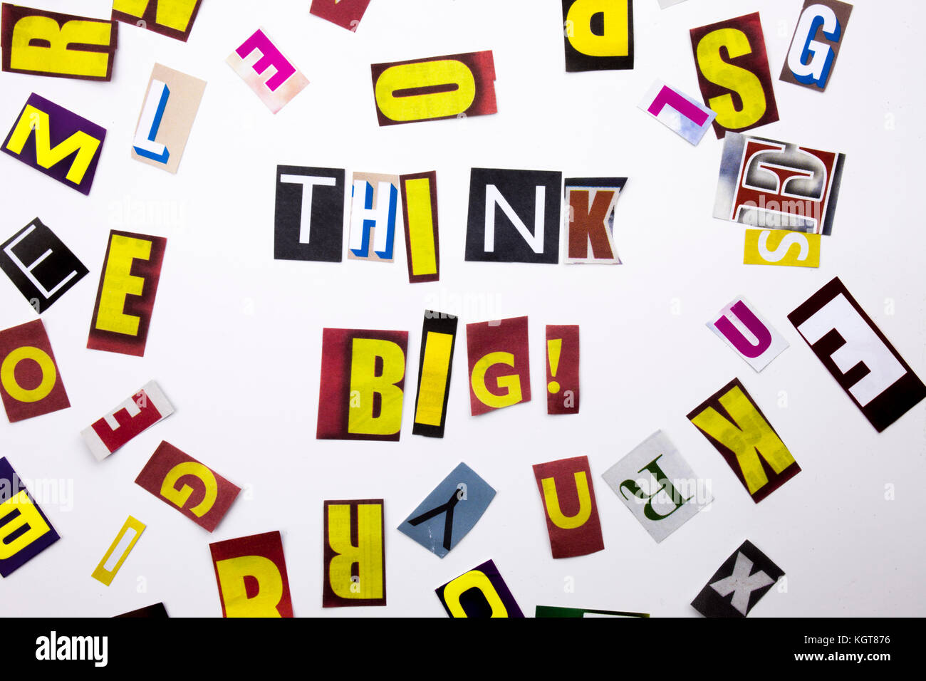 A word writing text showing concept of Think Big made of different ...