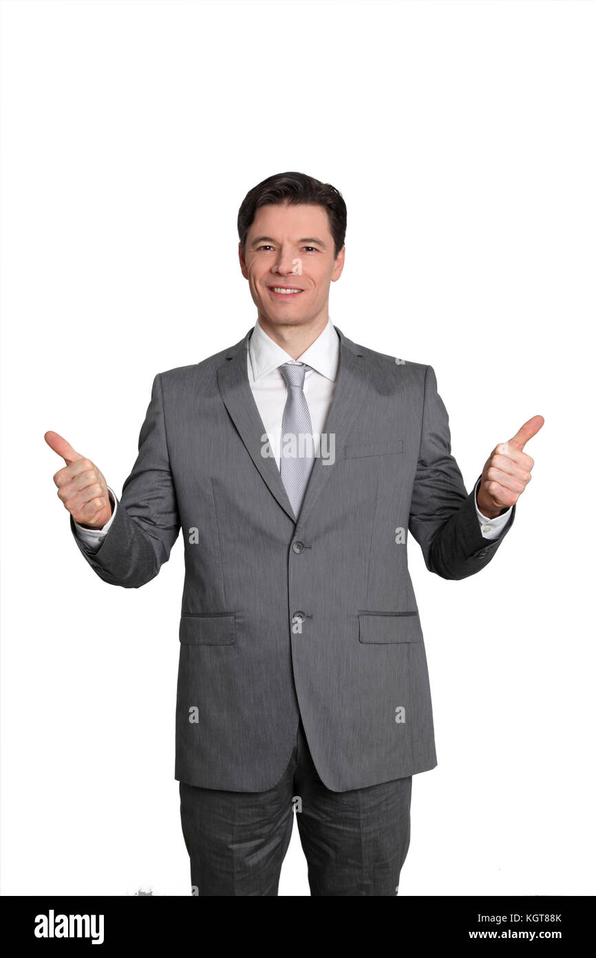 Businessman standing on white background Stock Photo - Alamy