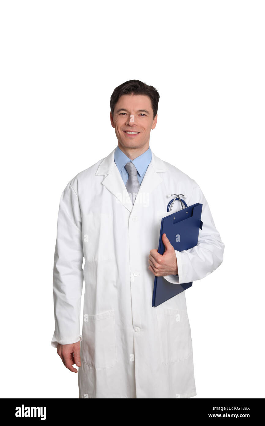 Doctor standing on white background Stock Photo - Alamy