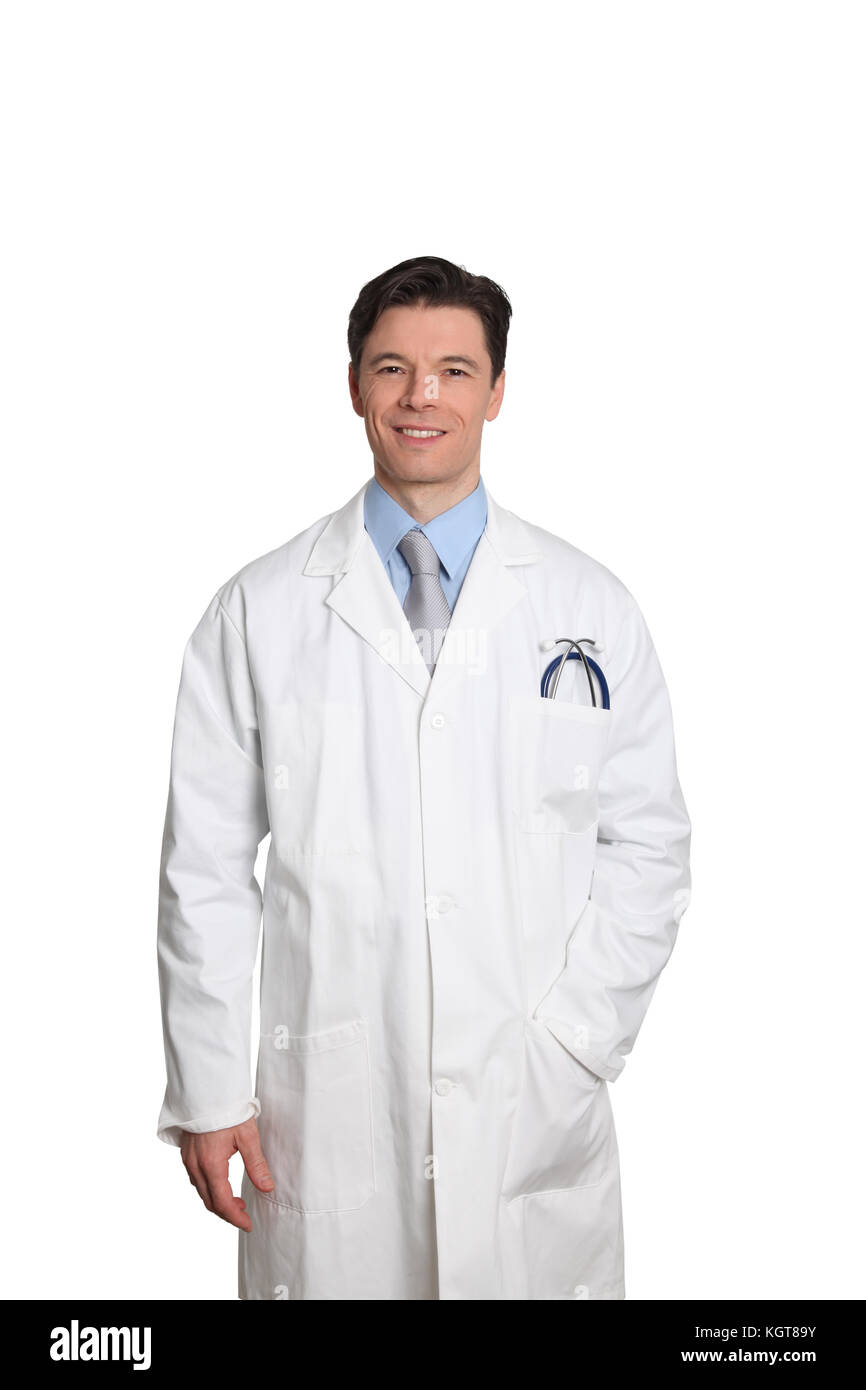 Doctor standing on white background Stock Photo - Alamy