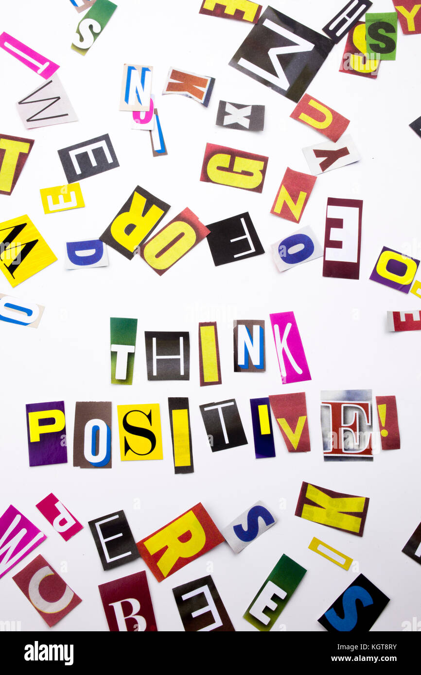 A word writing text showing concept of Think Positive made of different ...