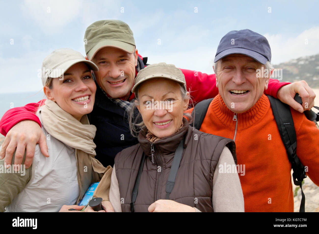 Portrait of happy group of hikers Stock Photo - Alamy