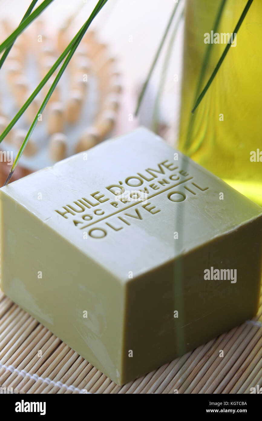 Closeup of olive oil soap bar Stock Photo - Alamy
