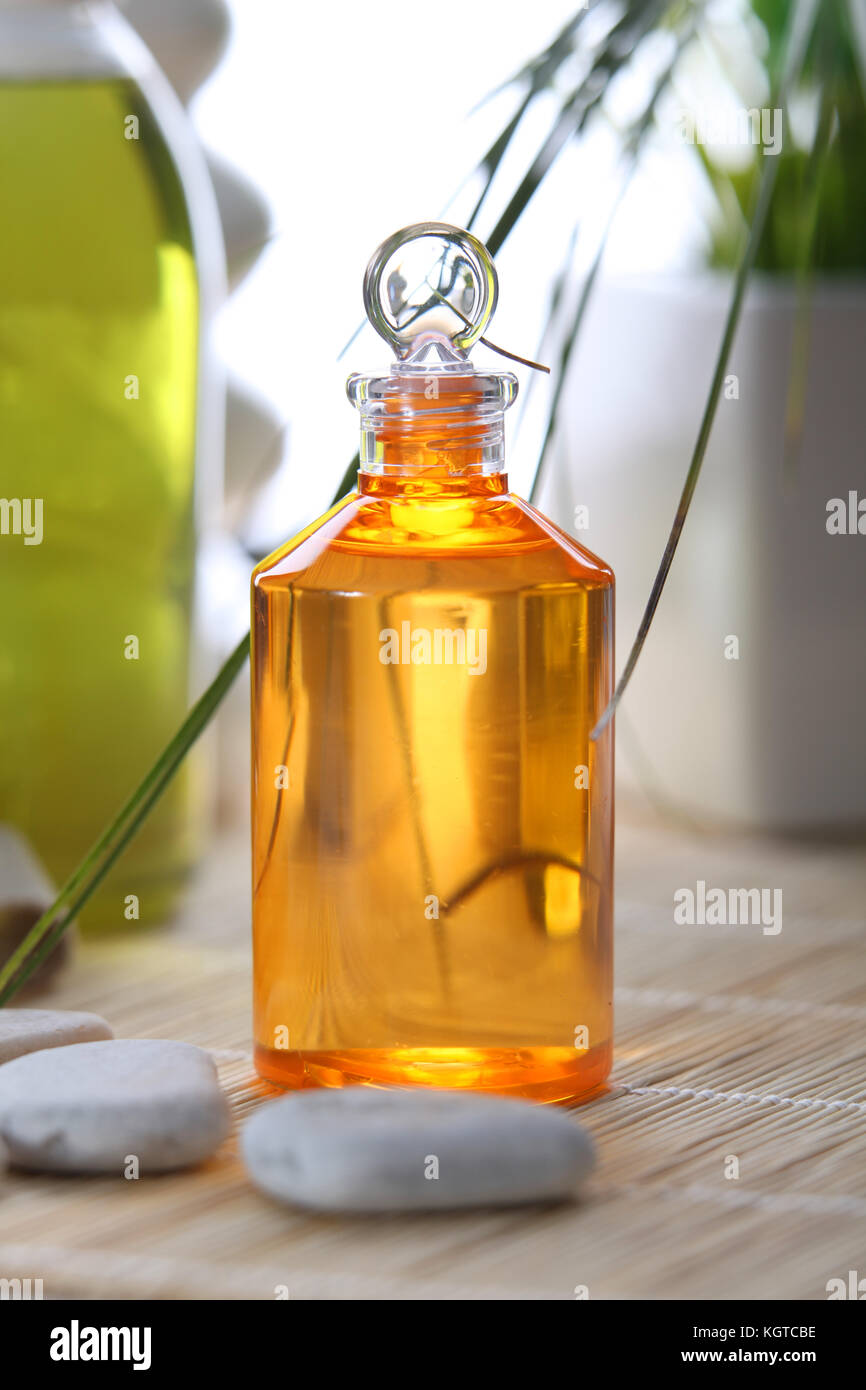 Closeup of massage oil bottle Stock Photo - Alamy