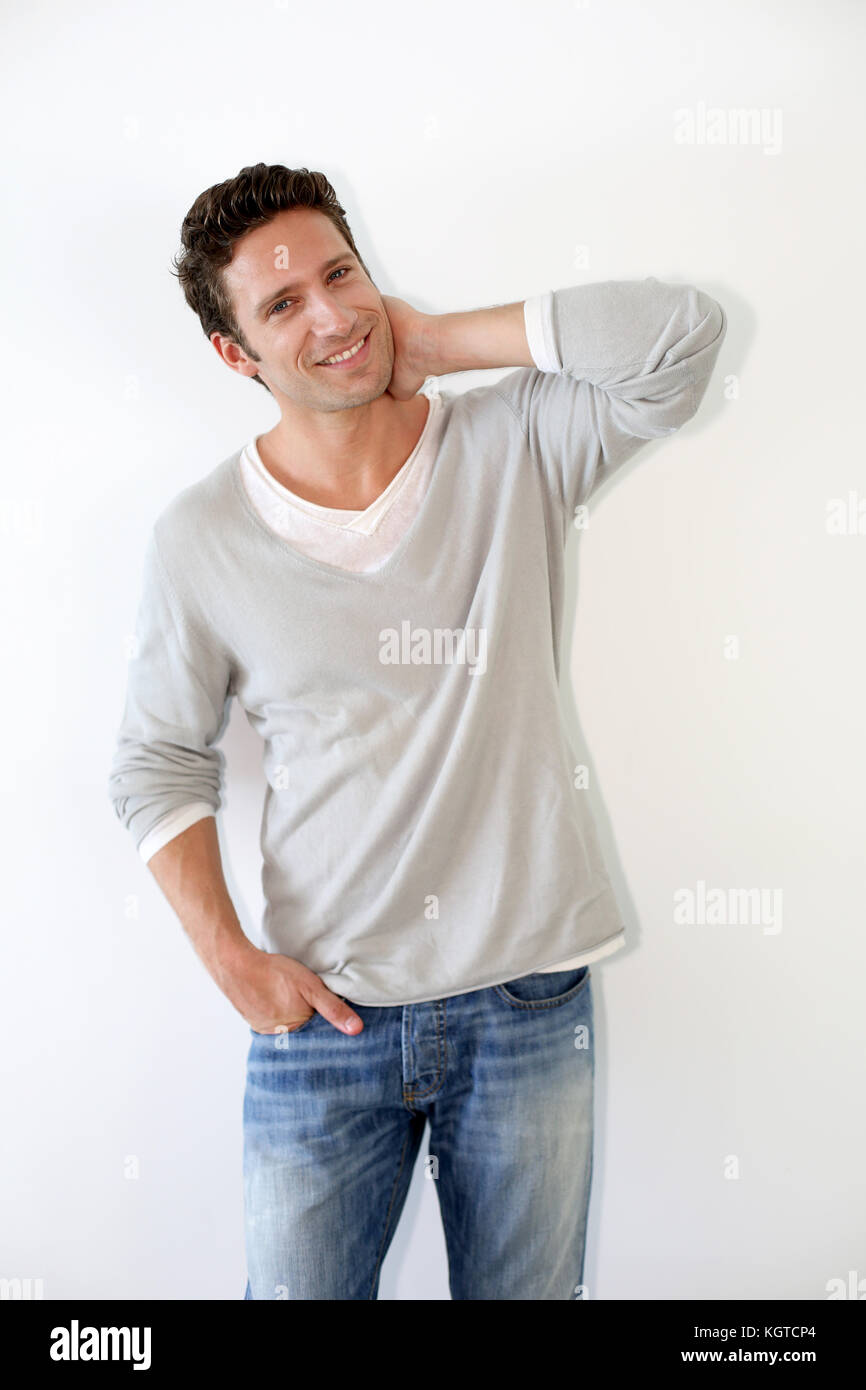 Single good-looking man, isolated Stock Photo - Alamy