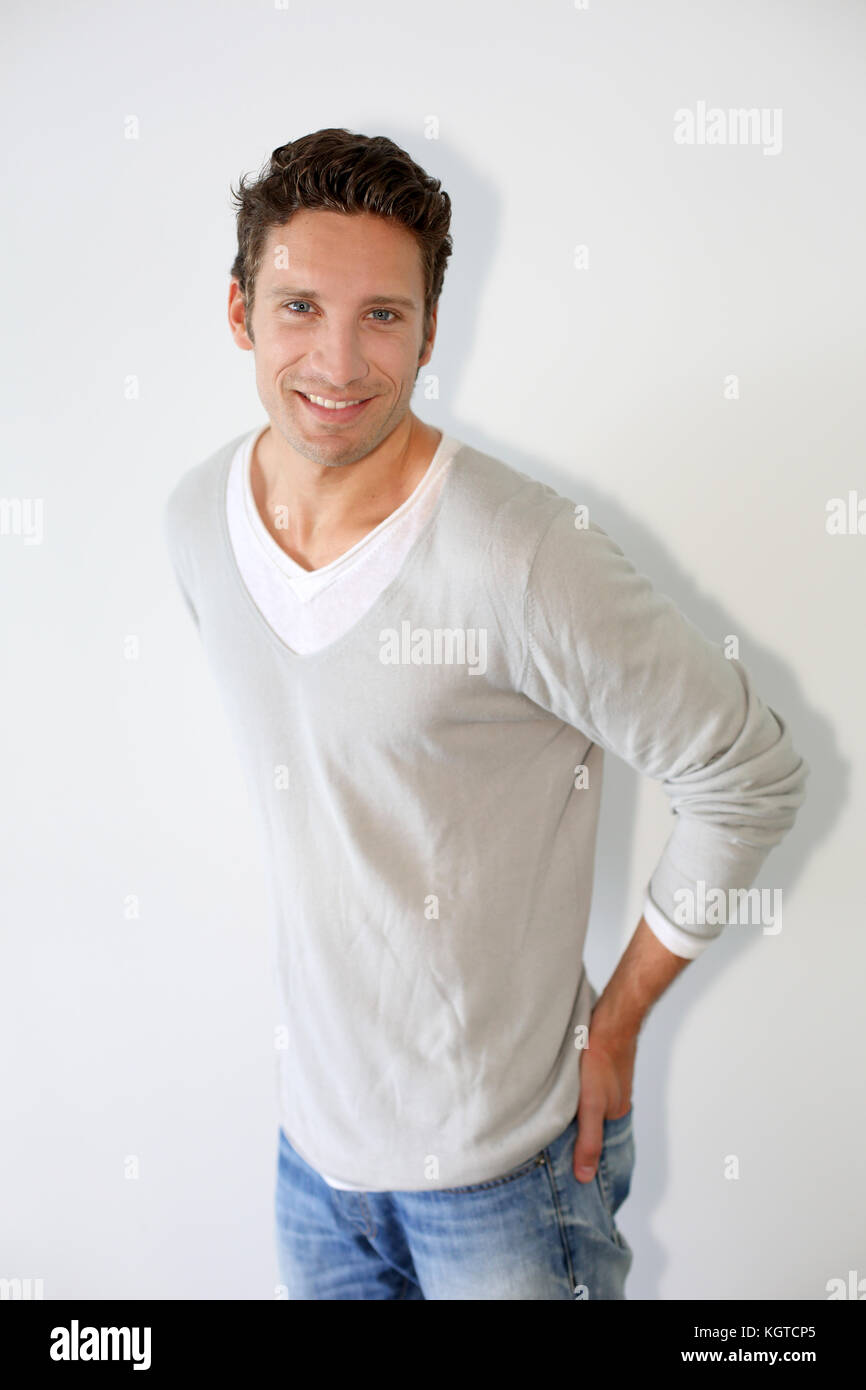 Single good-looking man, isolated Stock Photo - Alamy