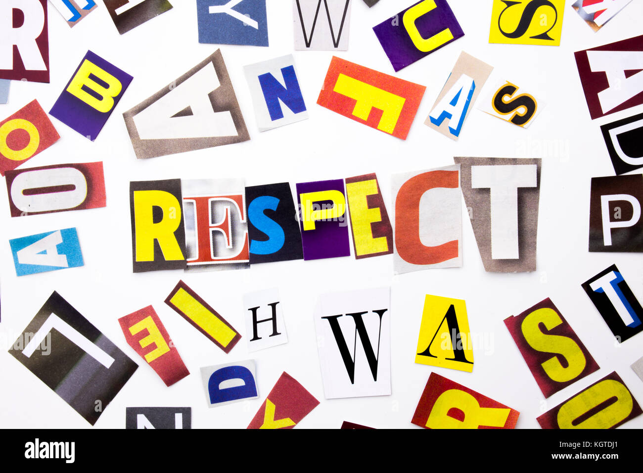 A word writing text showing concept of Respect made of different ...