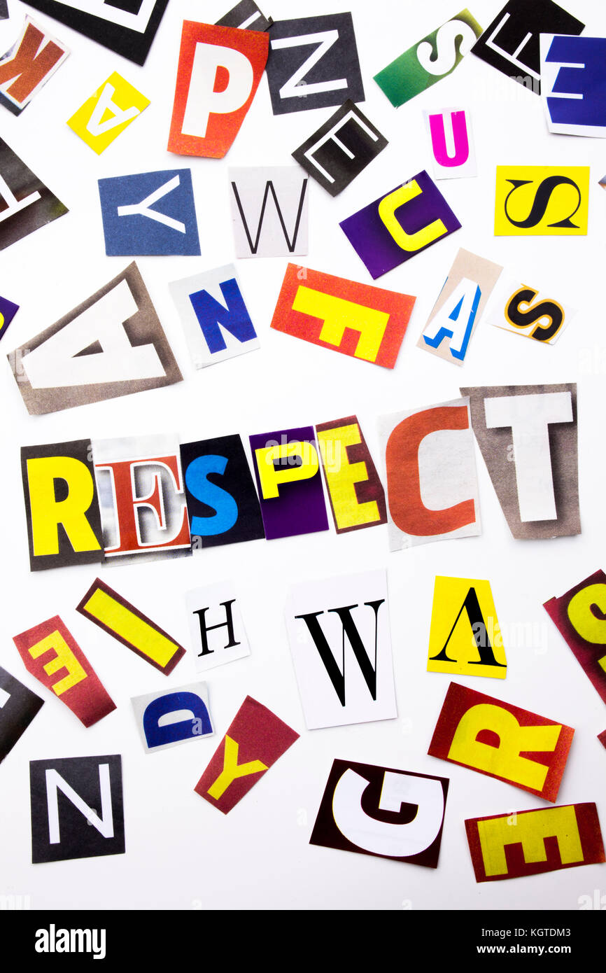 A word writing text showing concept of Respect made of different ...