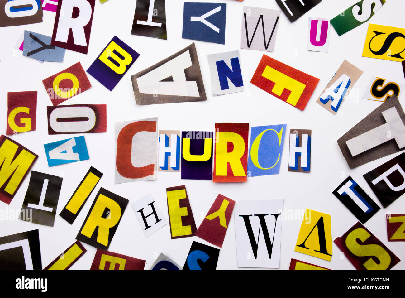 A word writing text showing concept of Church made of different ...