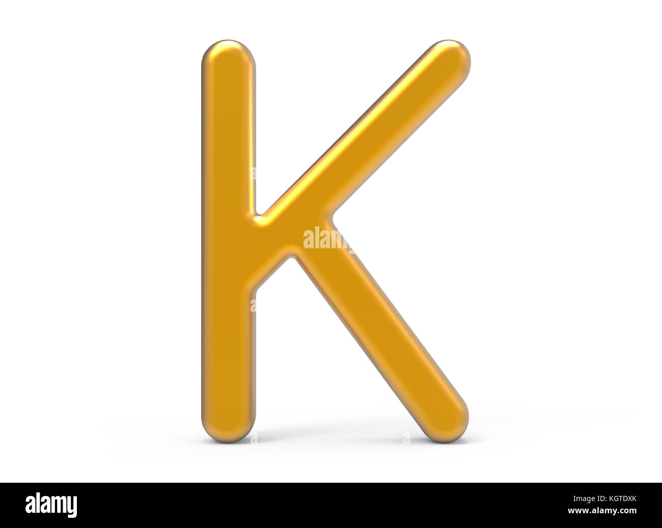 3D render metallic alphabet K, thin and glossy golden 3D font design ...