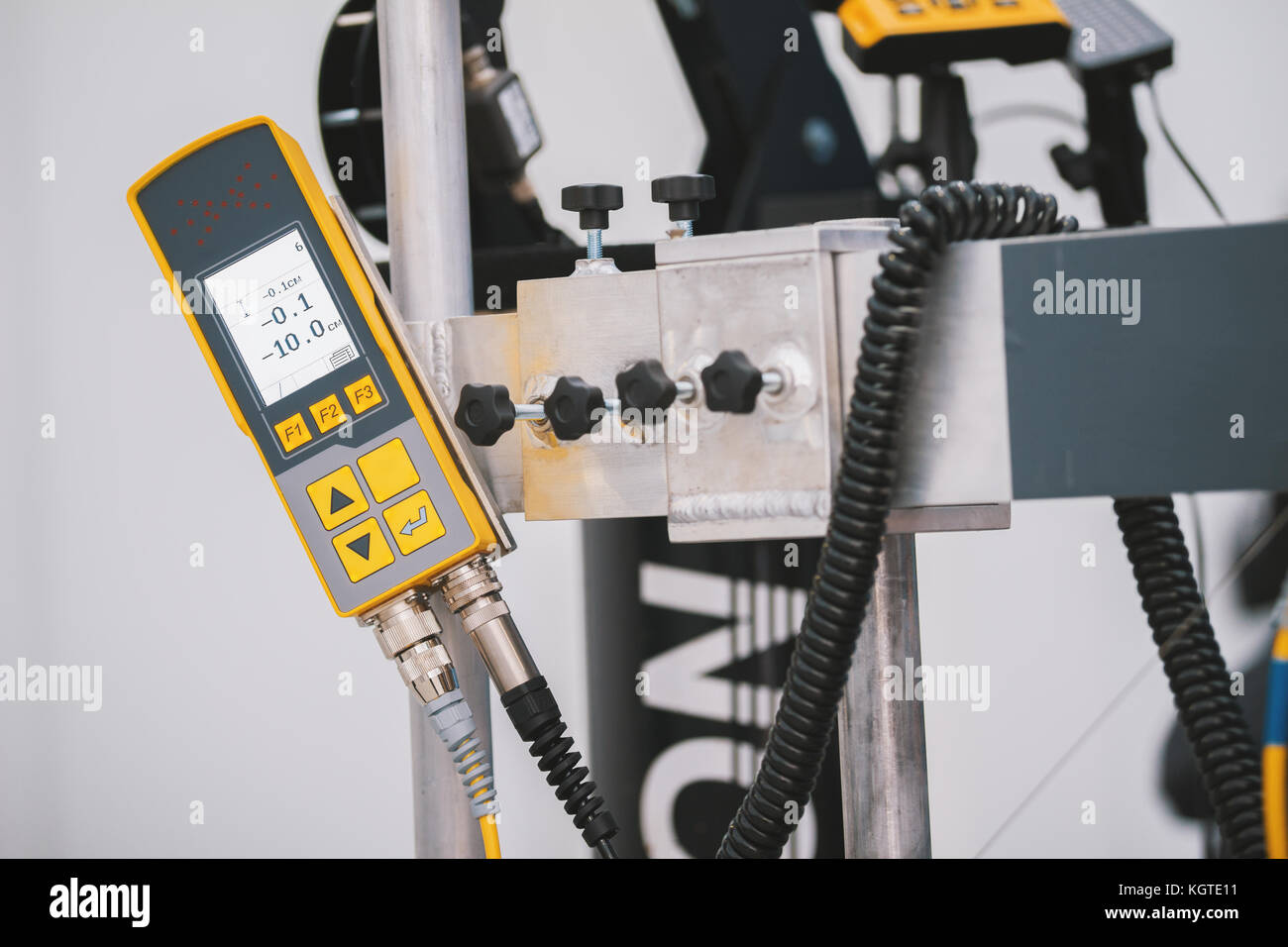 Industrial control remote panel in robotics manufacturing Stock Photo ...