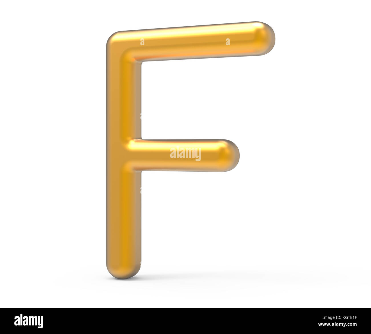 3D render metallic alphabet F, thin and glossy golden 3D font design ...