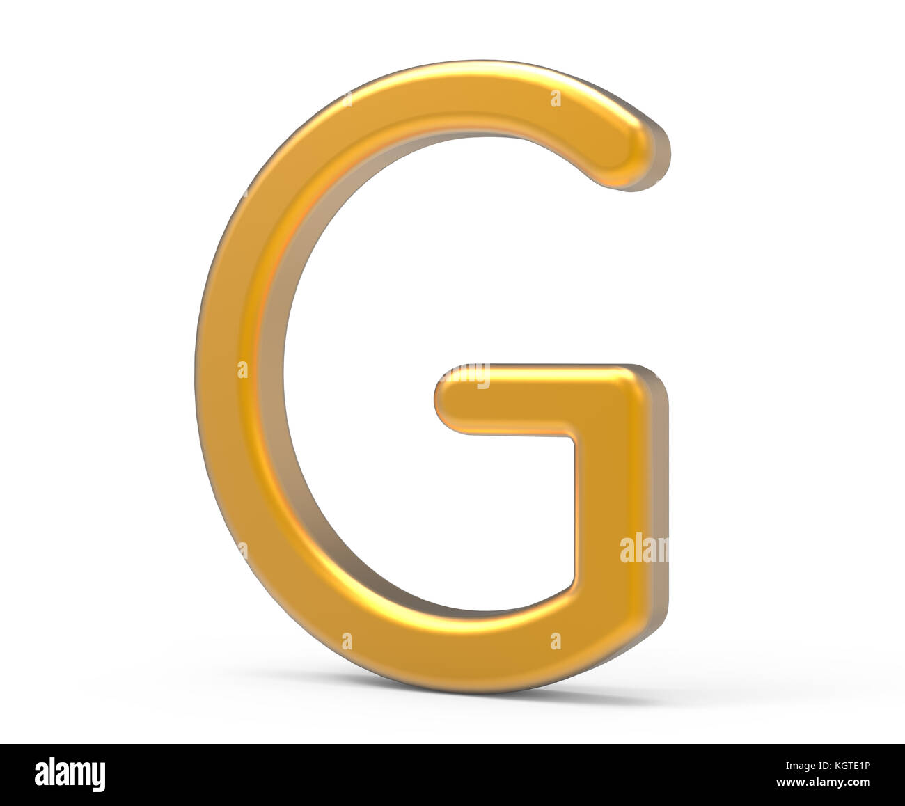 3D render metallic alphabet G, thin and glossy golden 3D font design ...