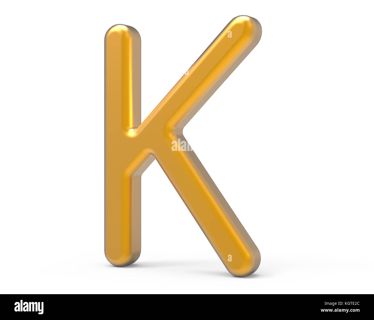 3D render metallic alphabet K, thin and glossy golden 3D font design ...