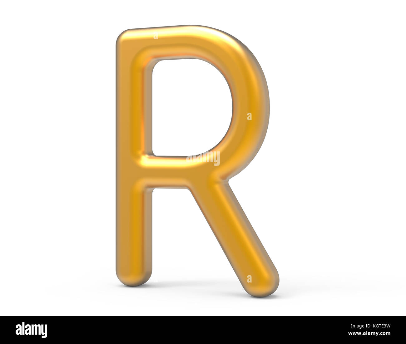 3D render metallic alphabet R, thin and glossy golden 3D font design ...