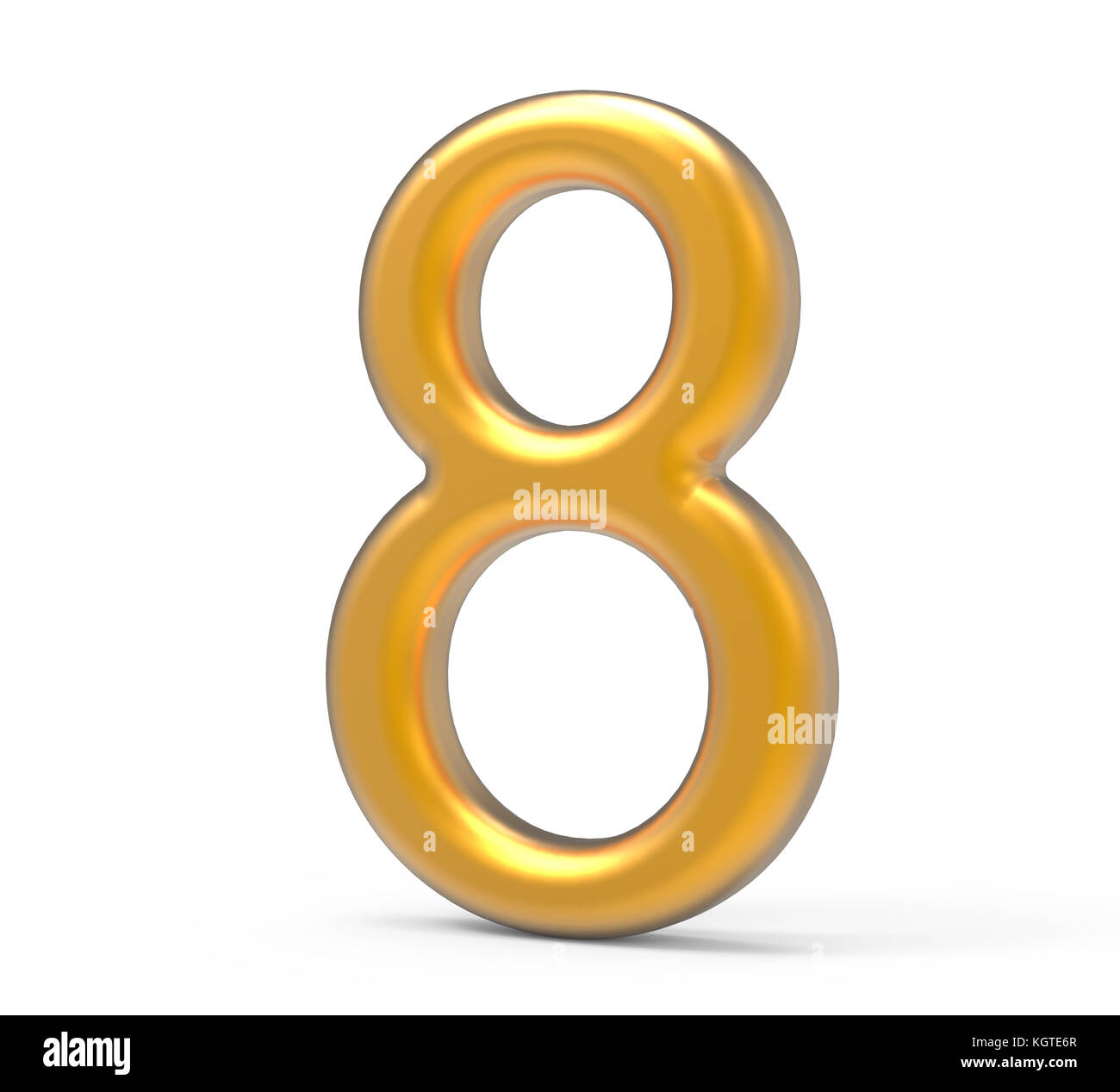 3D render golden number 8, thin and plastic texture 3D figure design ...