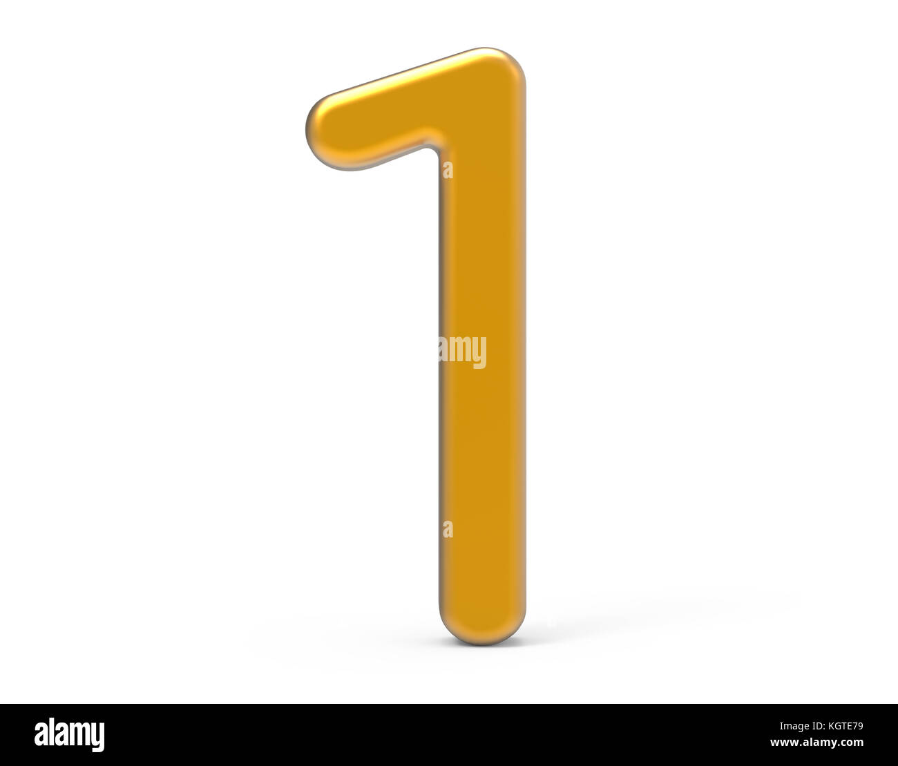 3D render golden number 1, thin and plastic texture 3D figure design ...