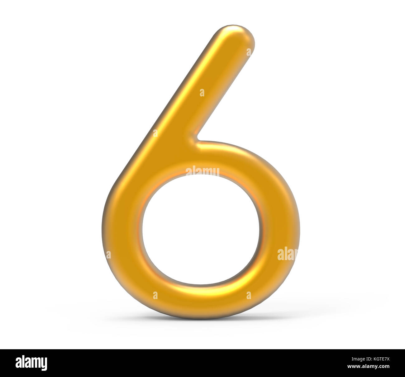 3D render golden number 6, thin and plastic texture 3D figure design ...