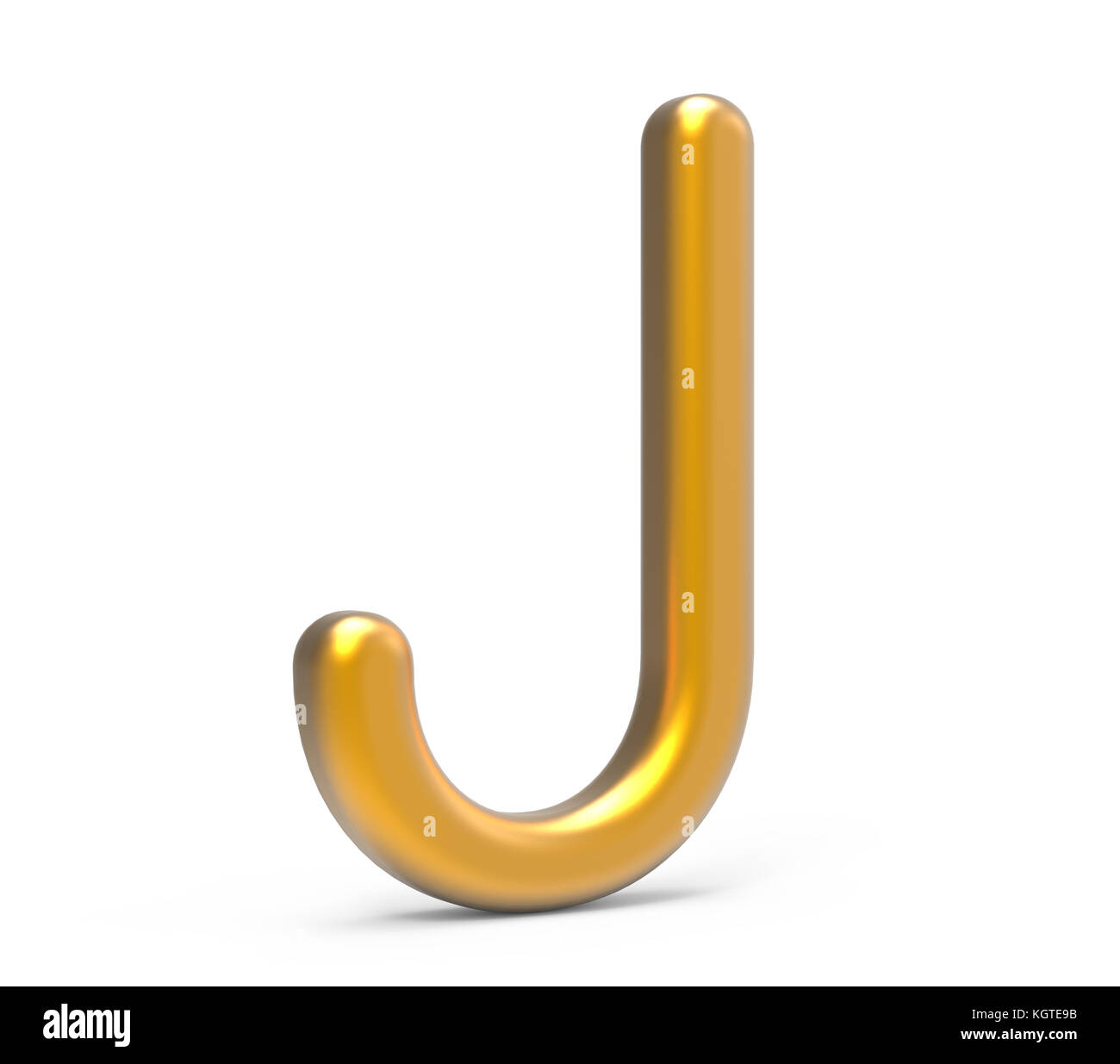 3D render metallic alphabet J, thin and glossy golden 3D font design ...