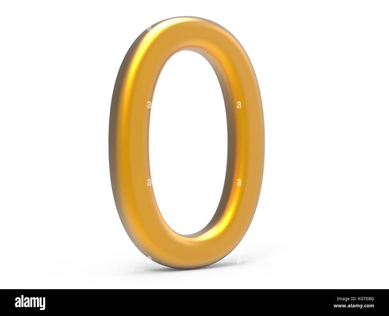 3D render golden number 0, thin and plastic texture 3D figure design ...