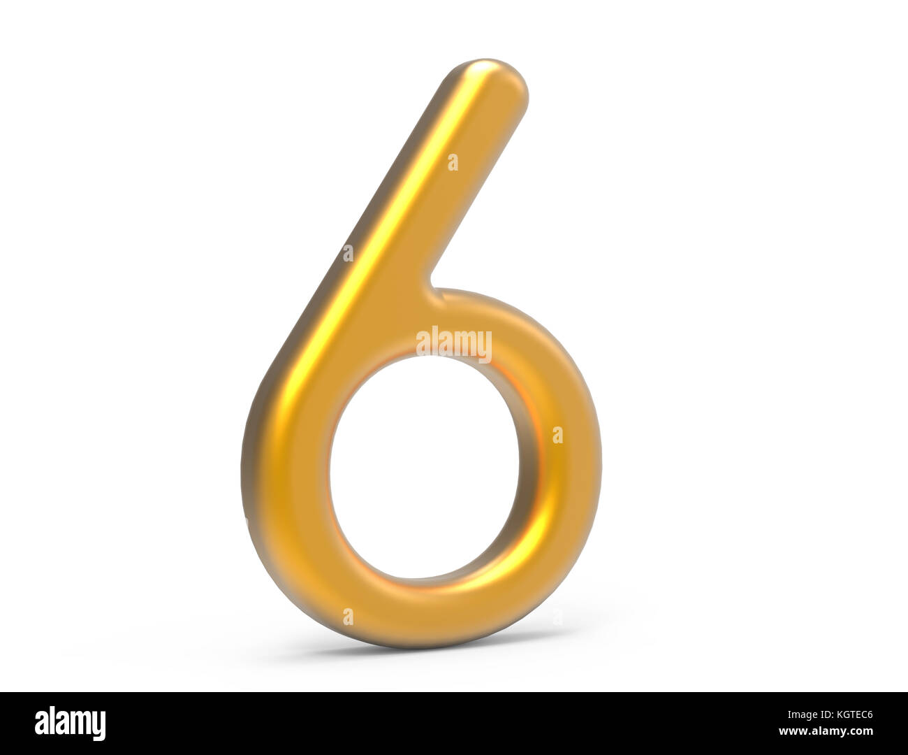 3D render golden number 6, thin and plastic texture 3D figure design ...