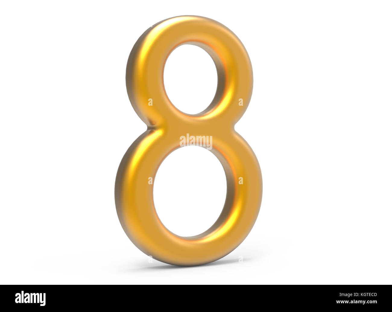 3D render golden number 8, thin and plastic texture 3D figure design ...