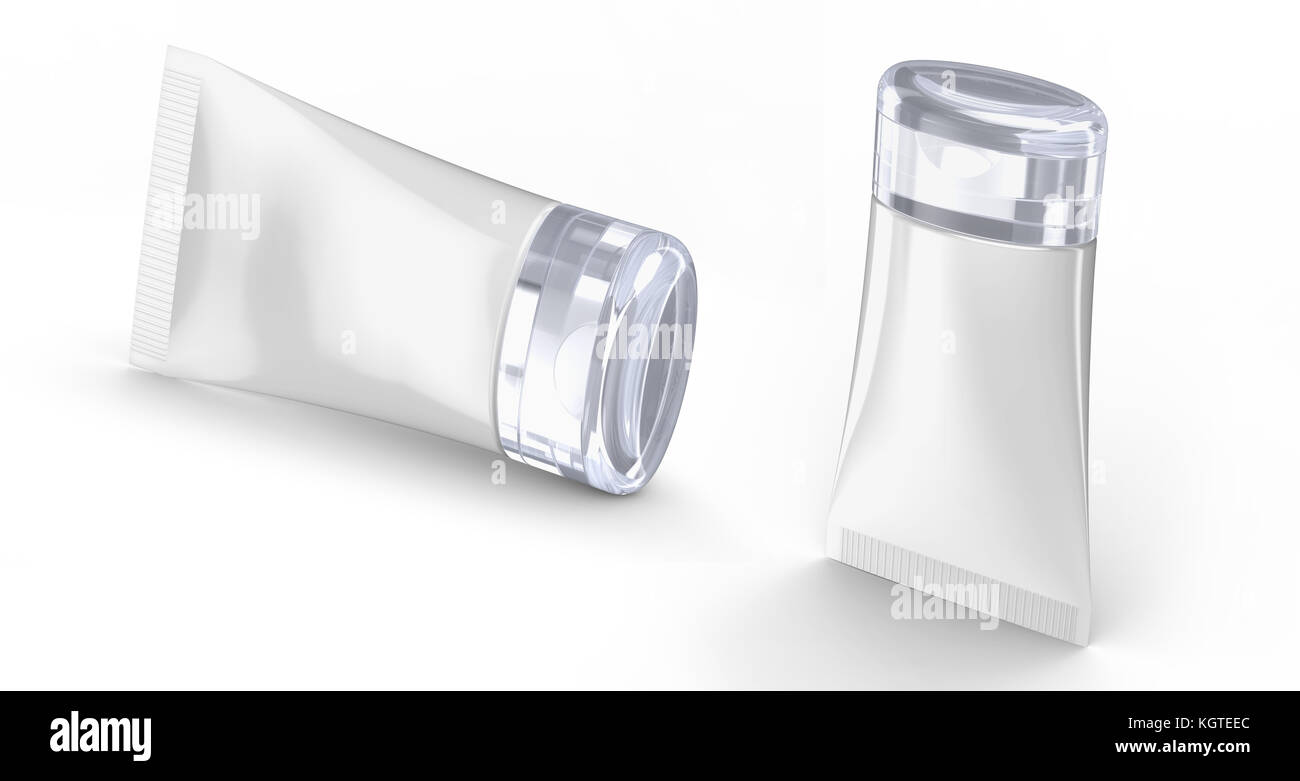 3D render facial cleanser mockup, face wash container tube template in ...