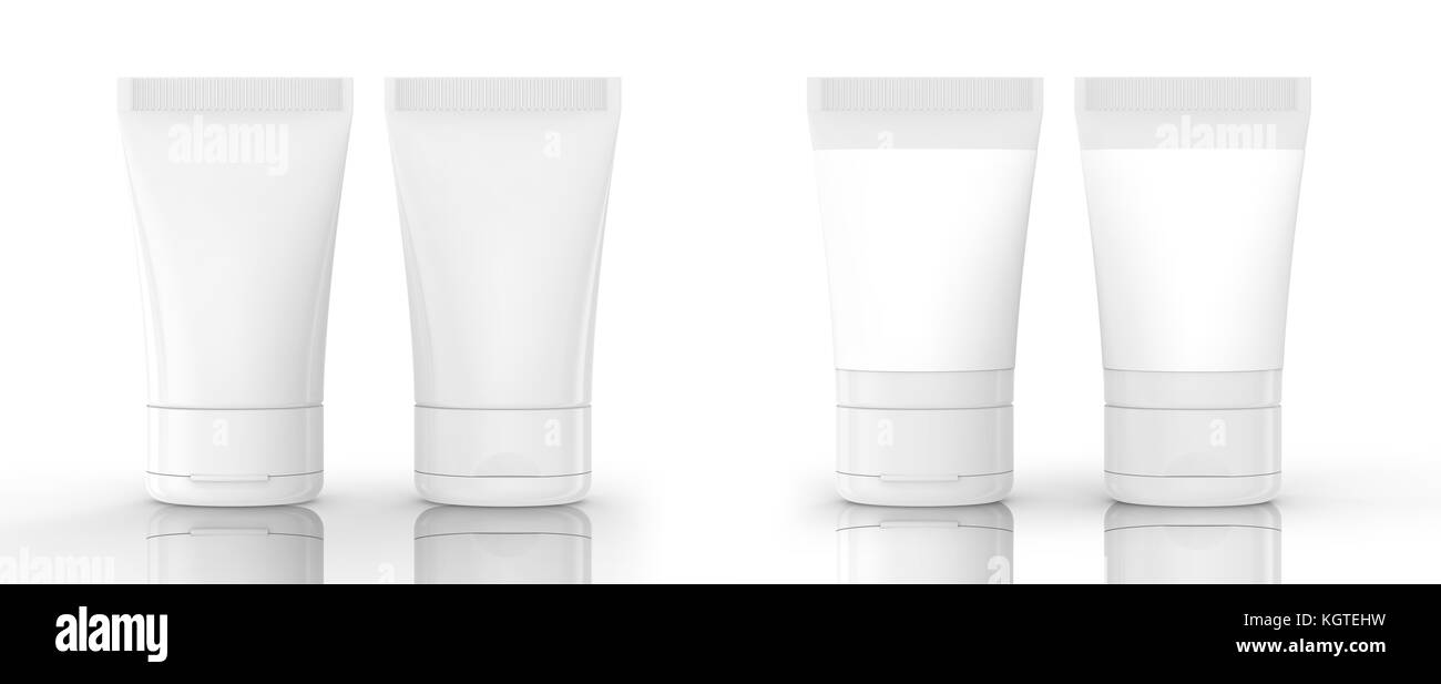 3D render facial cleanser mockup, face wash container tube template in ...