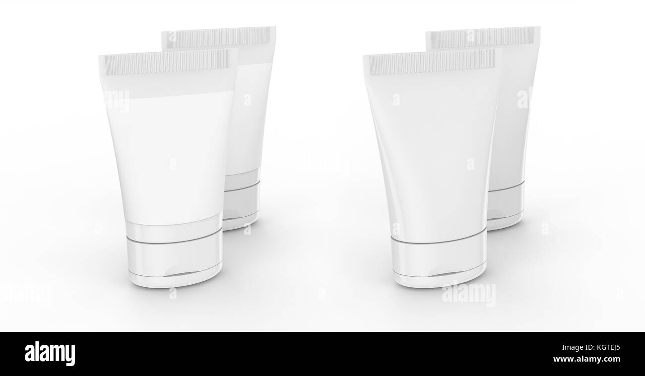 3D render facial cleanser mockup, face wash container tube template in ...