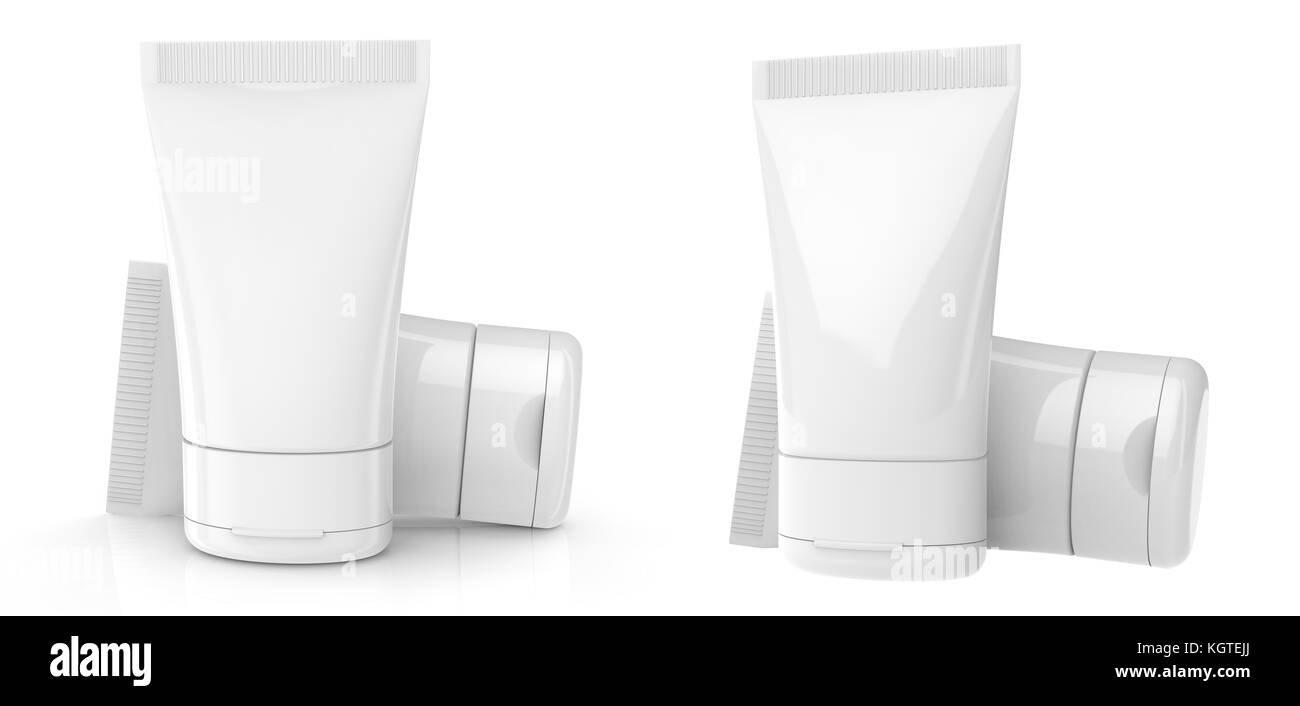 3D render facial cleanser mockup, face wash container tube template in ...