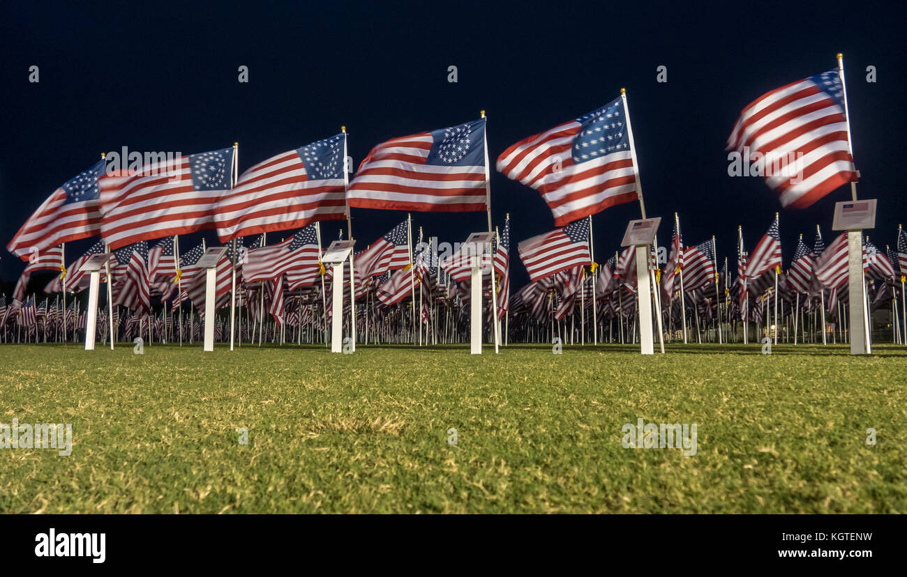 Six Different American Flags on a Windy Night Stock Photo - Alamy