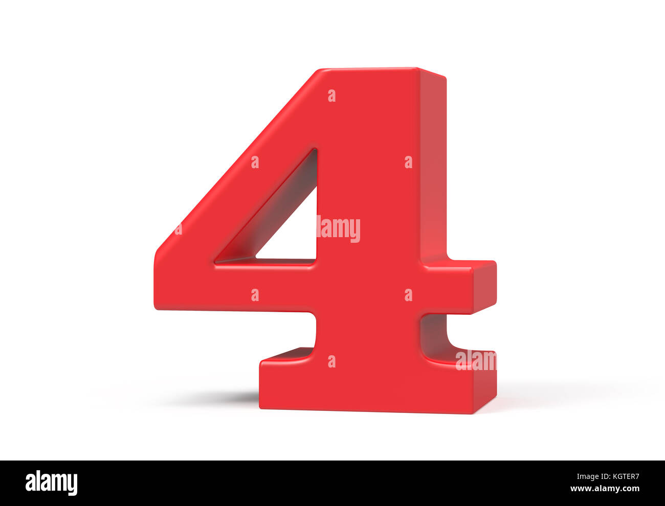 3D render red number 4, retro fat 3D figure design Stock Photo - Alamy