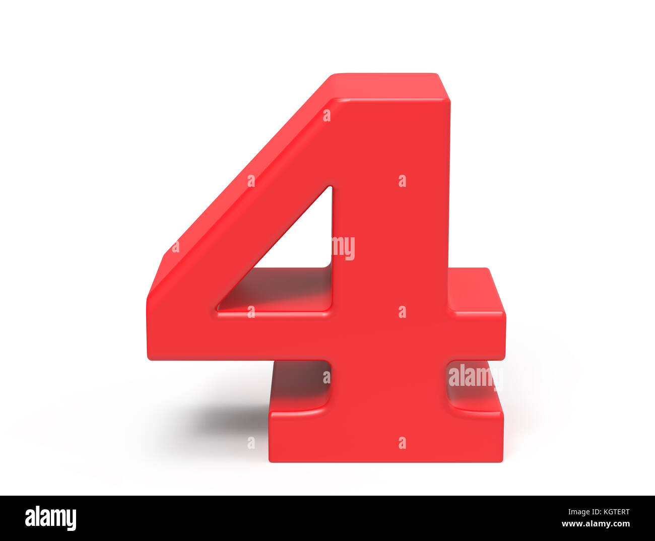 3D render red number 4, retro fat 3D figure design Stock Photo - Alamy