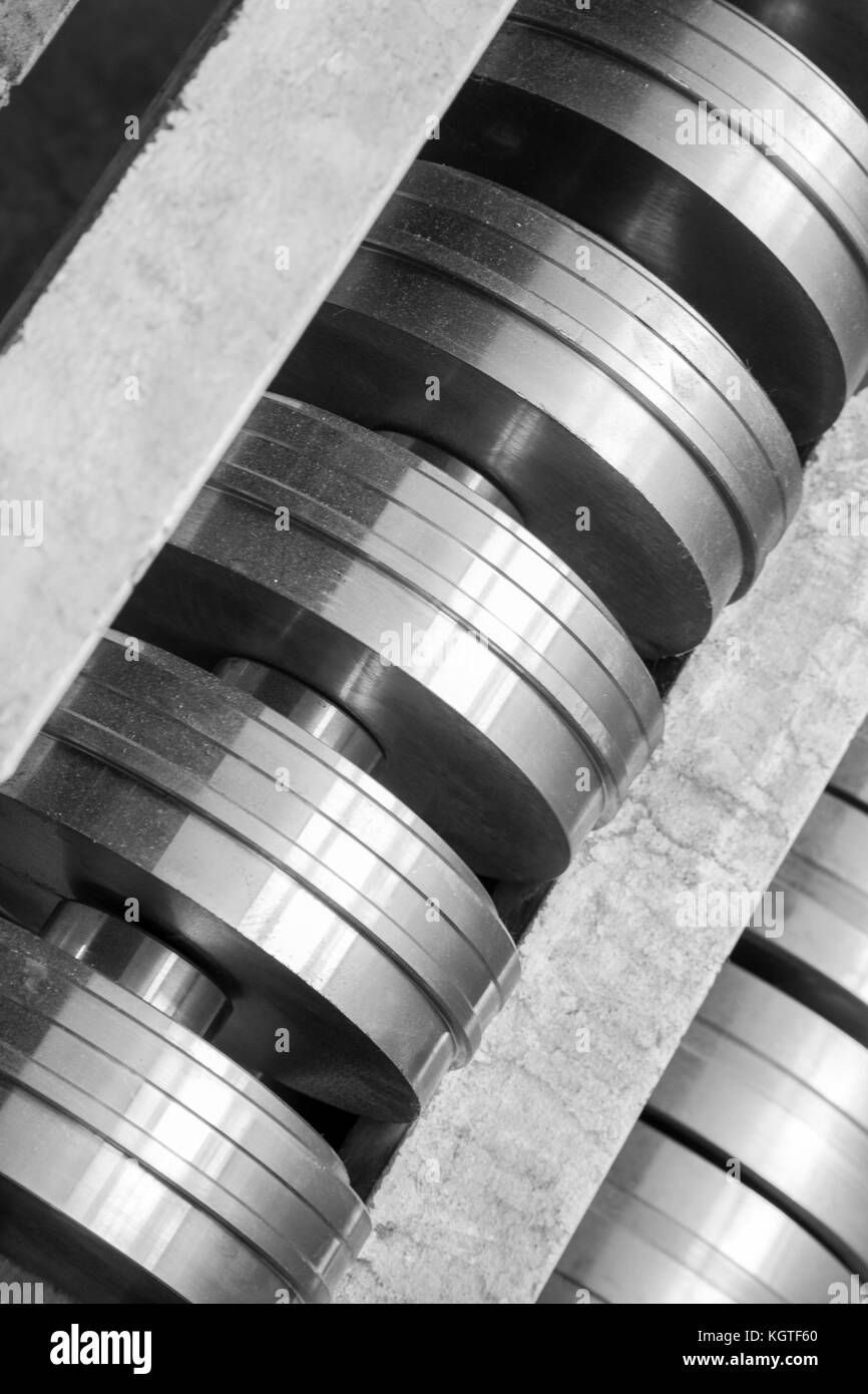 metal part from the industrial machine for the production of profile ...