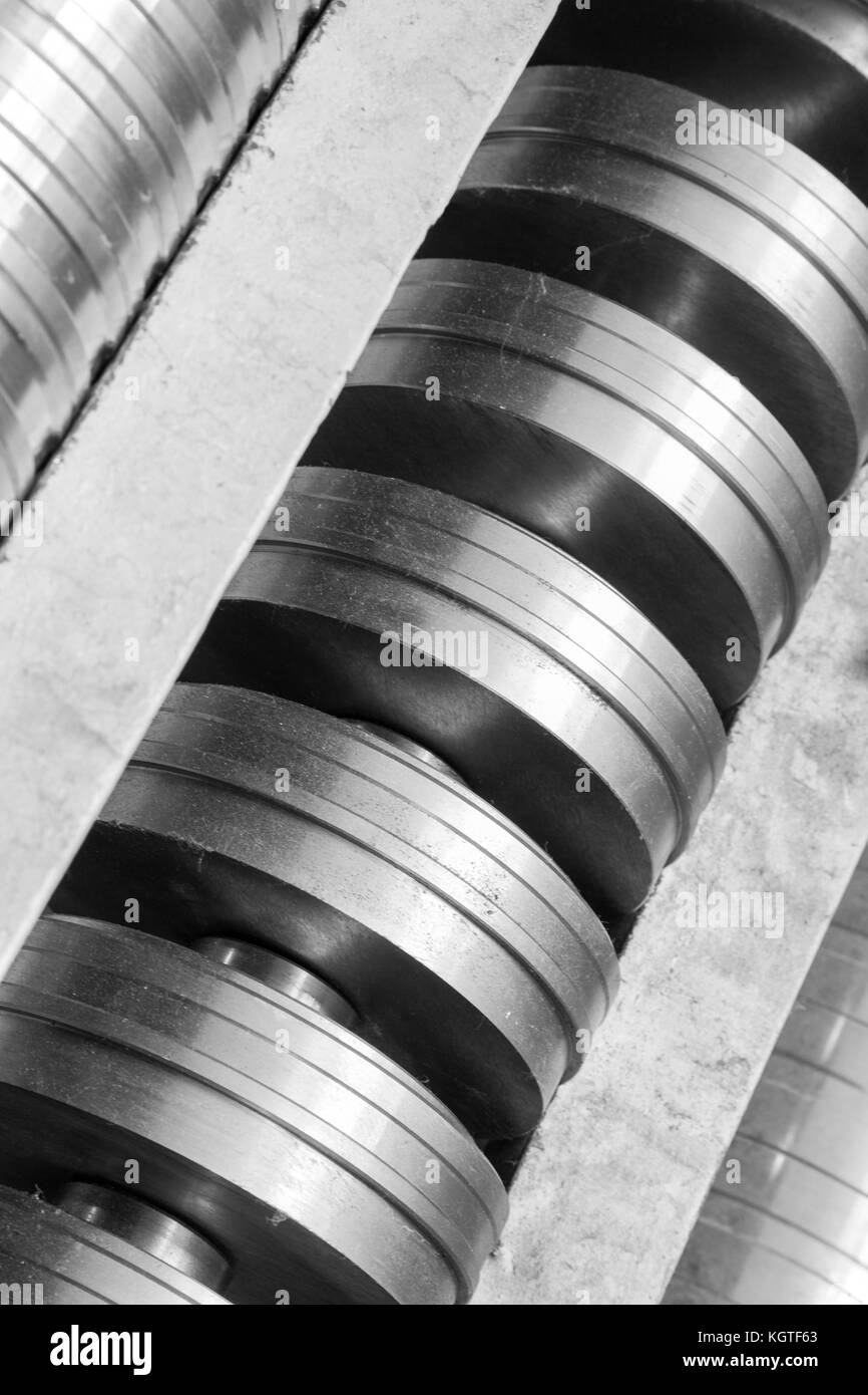 metal part from the industrial machine for the production of profile ...