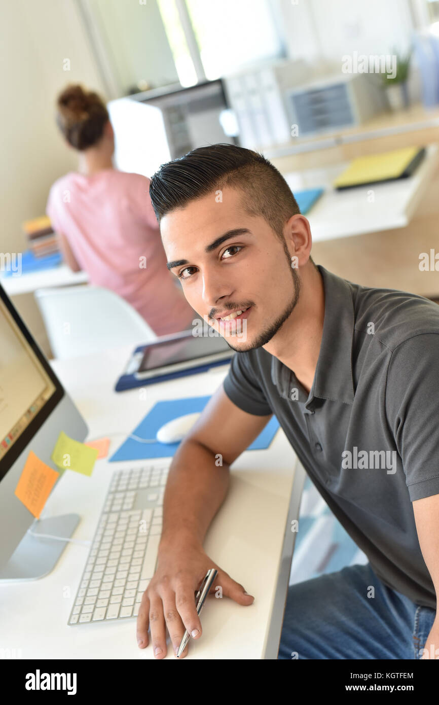 Portrait of student in architecture training class Stock Photo - Alamy