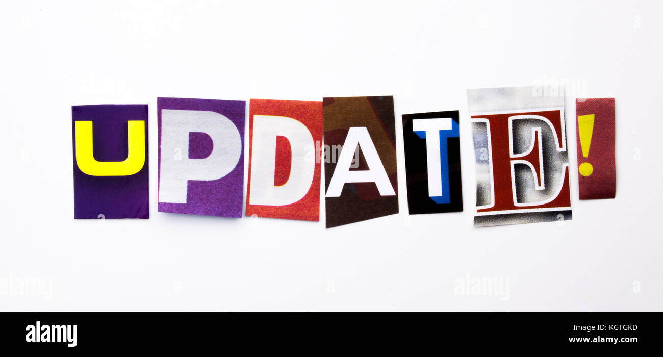 A word writing text showing concept of Update made of different ...