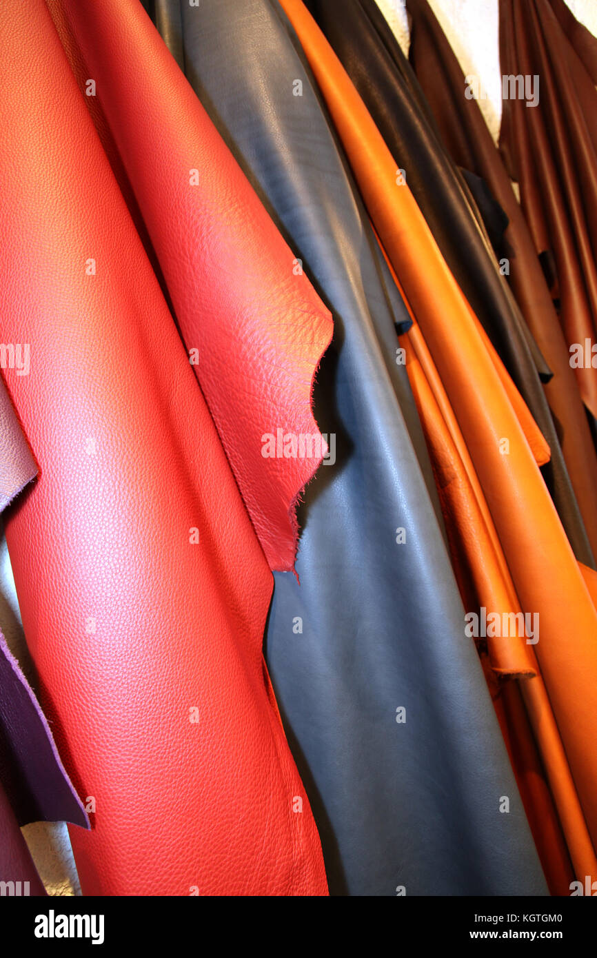 set of multi-colored leather Stock Photo - Alamy