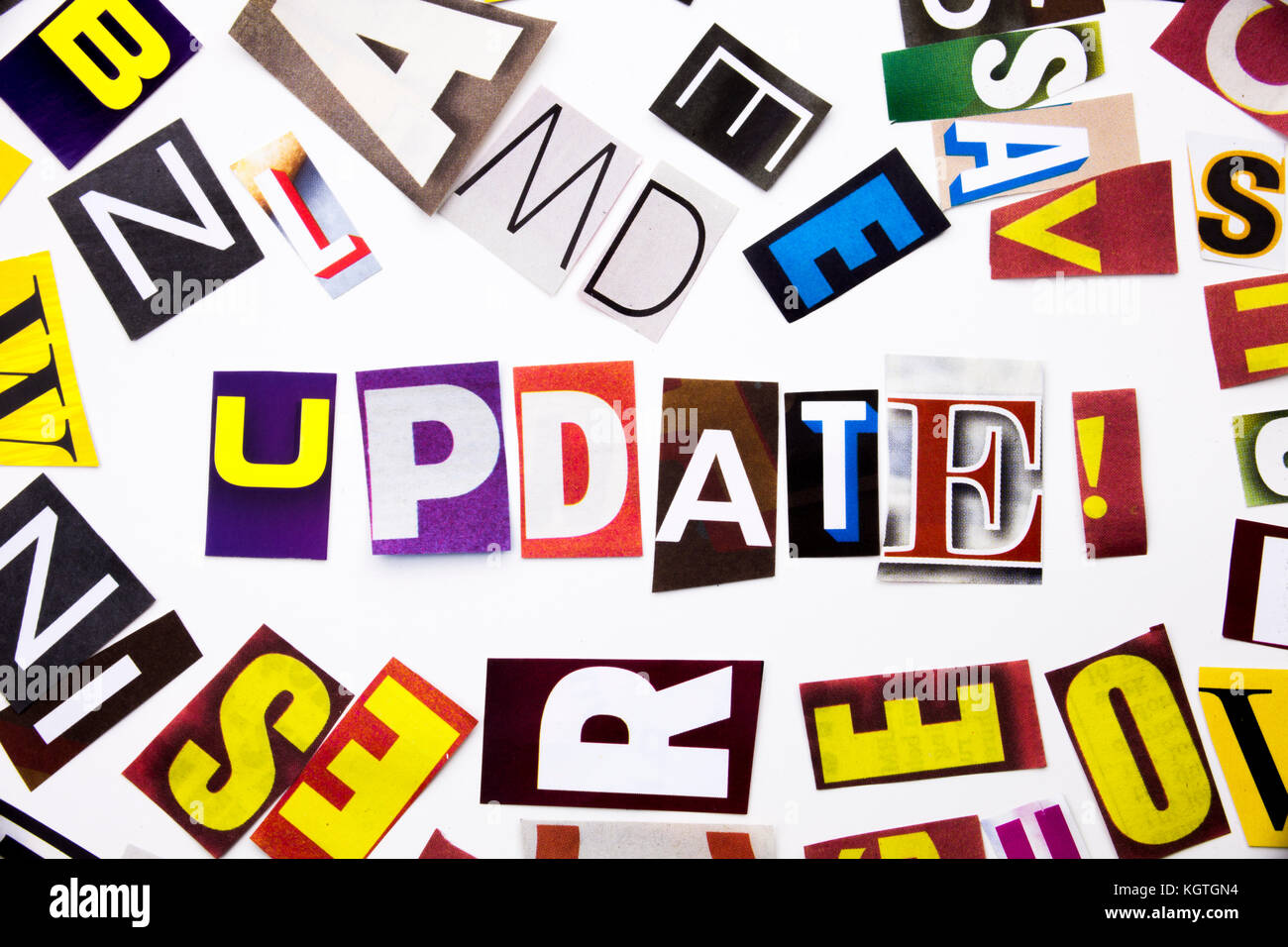 A word writing text showing concept of Update made of different ...