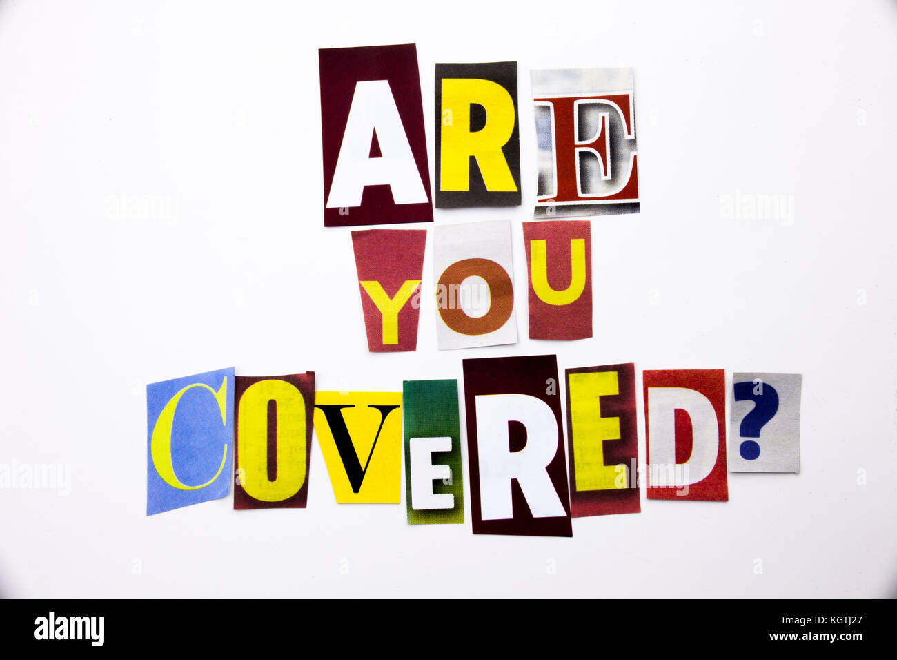 A word writing text showing concept of Are you Covered made of ...