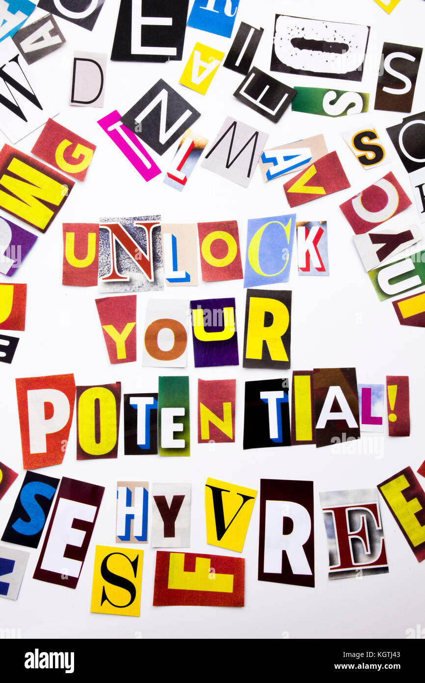 A word writing text showing concept of Unlock Your Potential made of ...