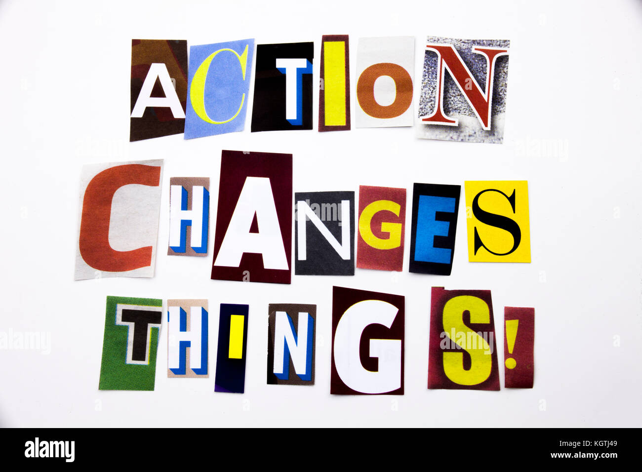 A word writing text showing concept of Action Changes Things made of ...